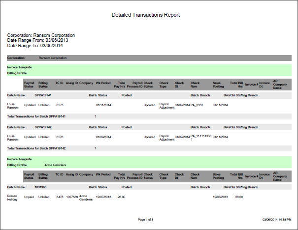 Detailed Transactions Report