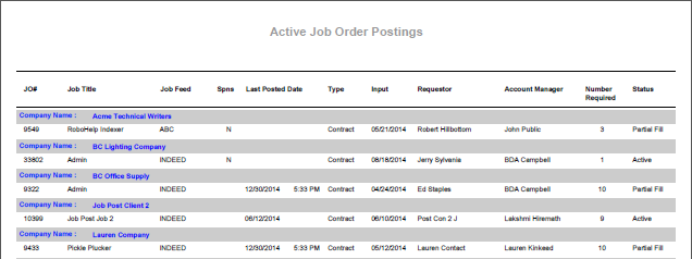 Active Job Order Posting