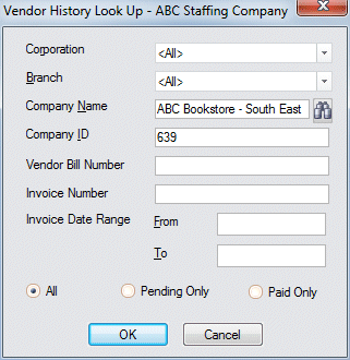 Vendor List Pay Vendor History